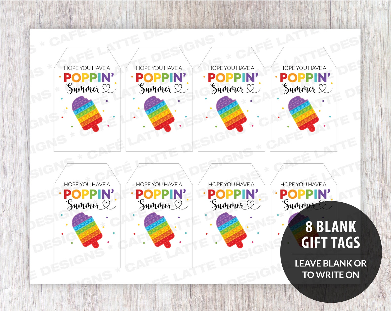 Poppin Summer Editable Printable Gift Tags, Popsicle End of School ...