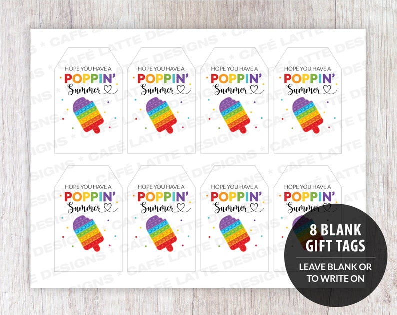 Poppin Summer Editable Printable Gift Tags Popsicle End of - Etsy