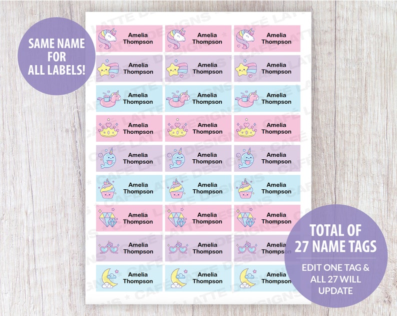 Back to School Editable Printable Name Tags, Personalized Back to ...