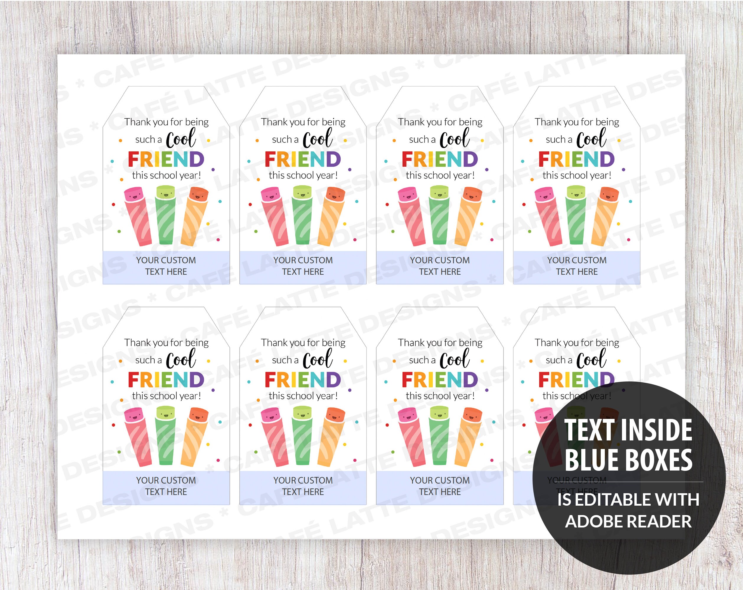 Cool Friend Editable Printable Gift Tags, Personalized End of School ...