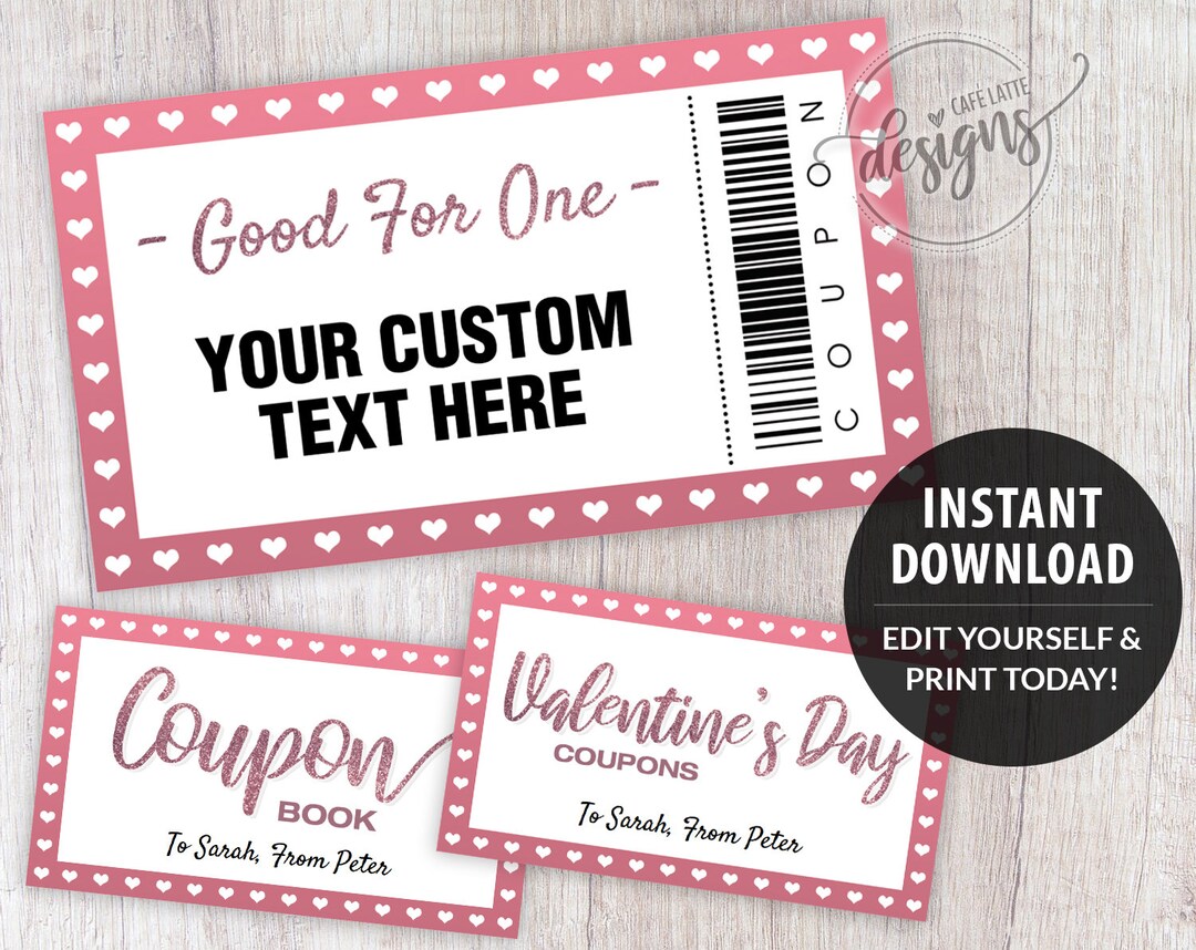 Coupon Template for Her, Editable Coupons Pink, Gift for Mom Kids Teen ...