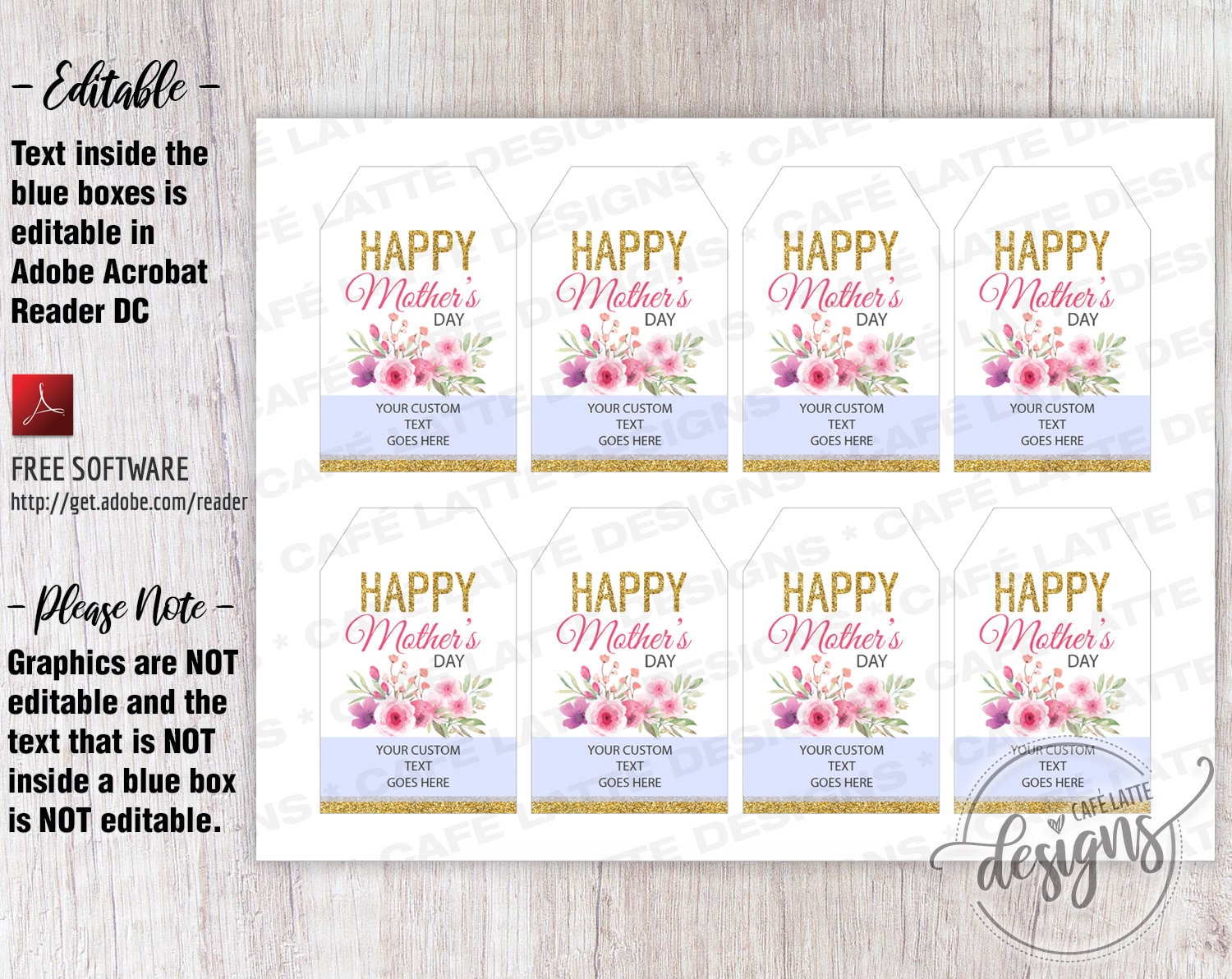 HAPPY MOTHER'S Day Printable Gift Tags, Editable Personalized Gift ...