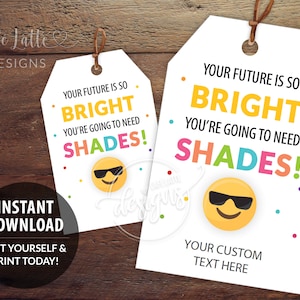 Sunglasses Editable Printable Gift Tags, Personalized End of School ...