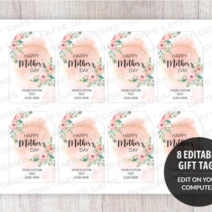 Mothers Day Gift Tags, Printable Editable Personalized Mothers Day ...