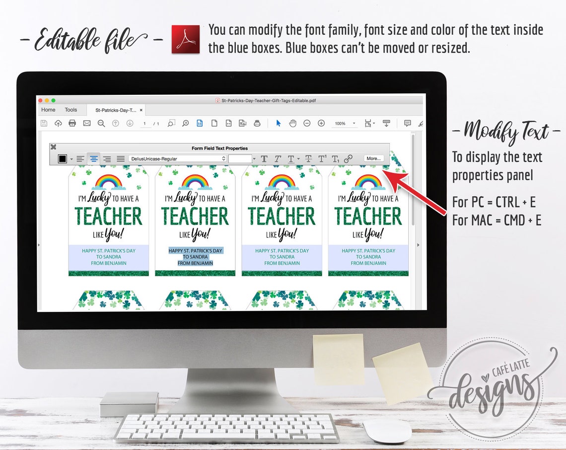 Teacher St. Patricks Day Printable Gift Tags Editable - Etsy