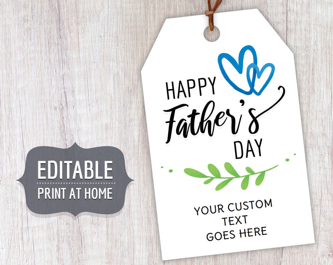 HAPPY FATHER'S Day Printable Gift Tags, Editable Personalized Gift ...