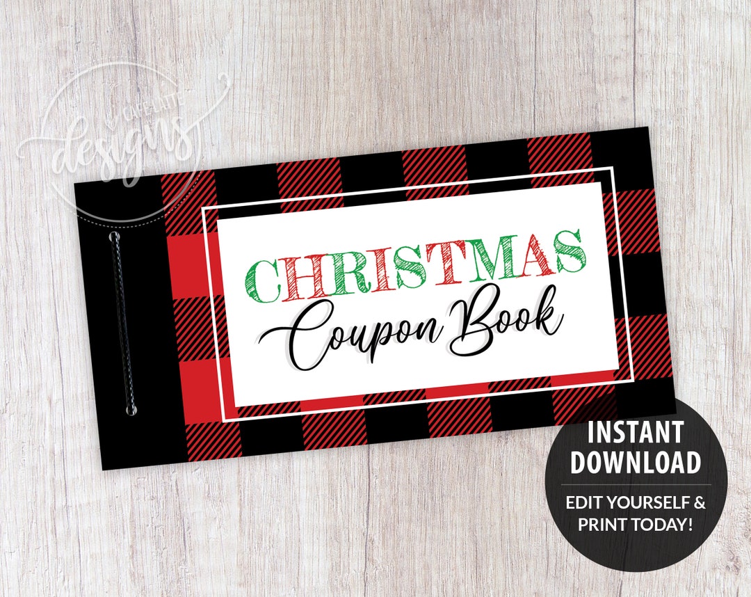 CHRISTMAS COUPON Book Editable Printable Template, Custom Booklet ...