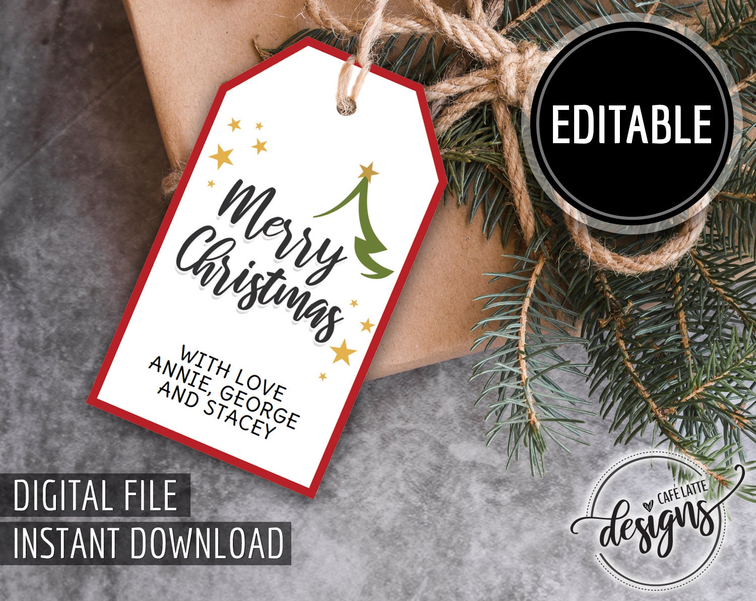 Editable Christmas Tags Printable Merry Christmas | Etsy