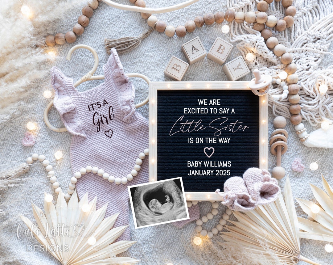 Baby Girl Pregnancy Announcement Digital | Little Sister Baby ...