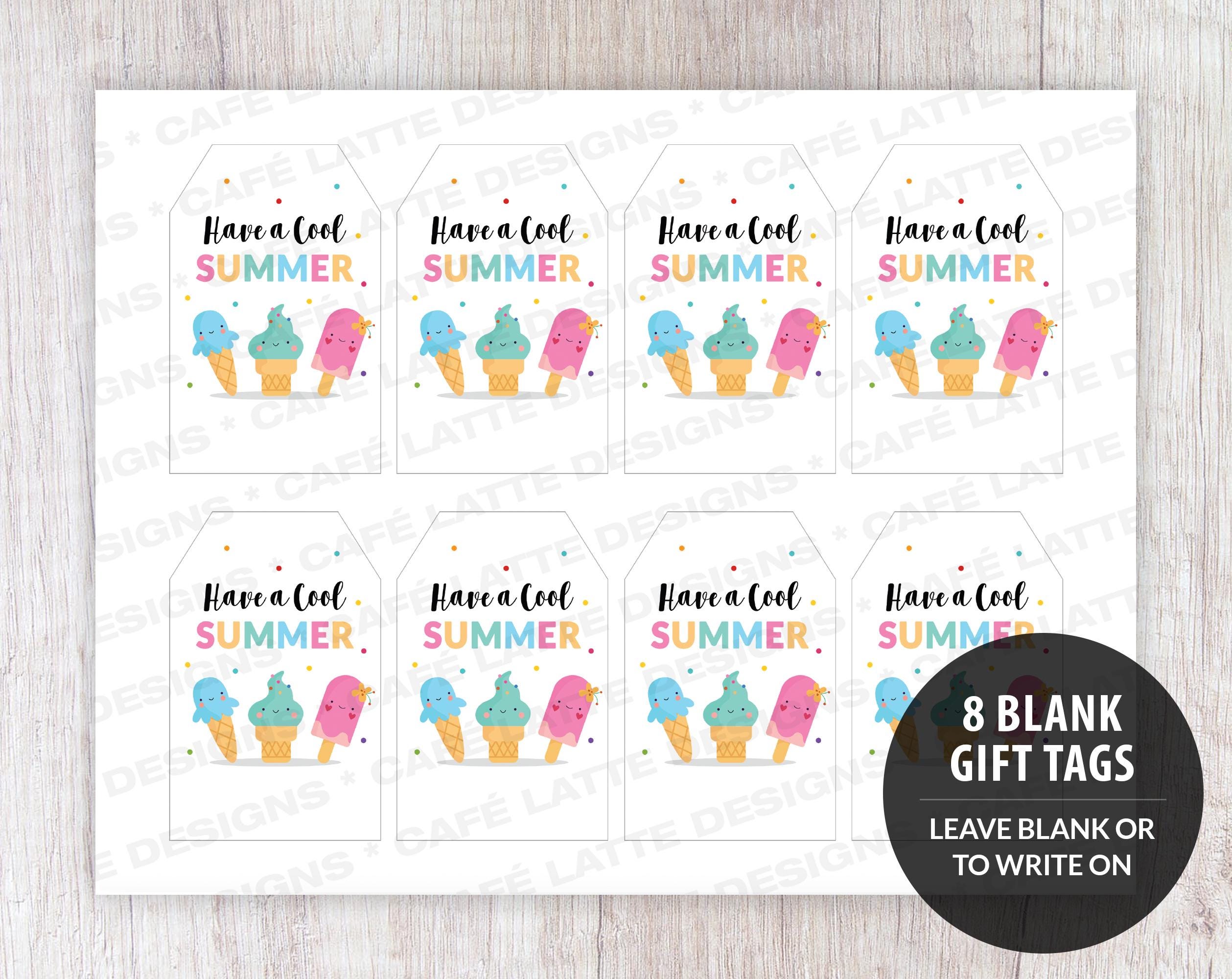 Cool Summer Gift Tags Printable, End of School Favor Tags Editable ...