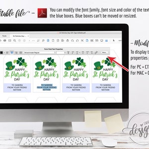 St. Patricks Day Printable Gift Tags, Editable Personalized Gift Favor ...