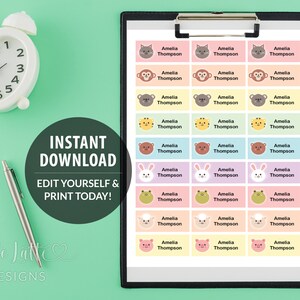 Back to School Editable Printable Name Tags, Personalized Back to ...