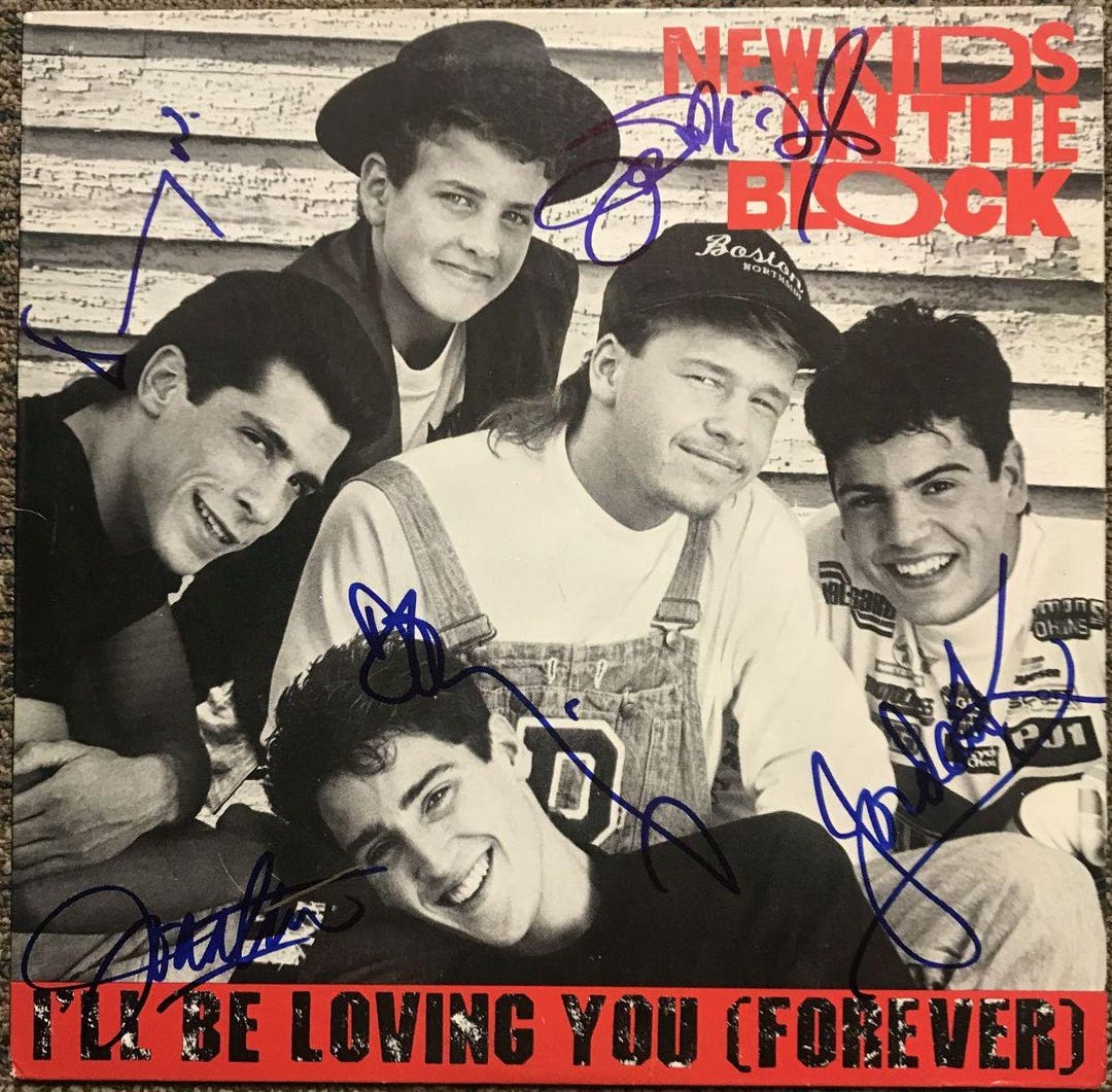 New Kids on the Block Band Autographed ''i'll Be Loving You'' Record ...