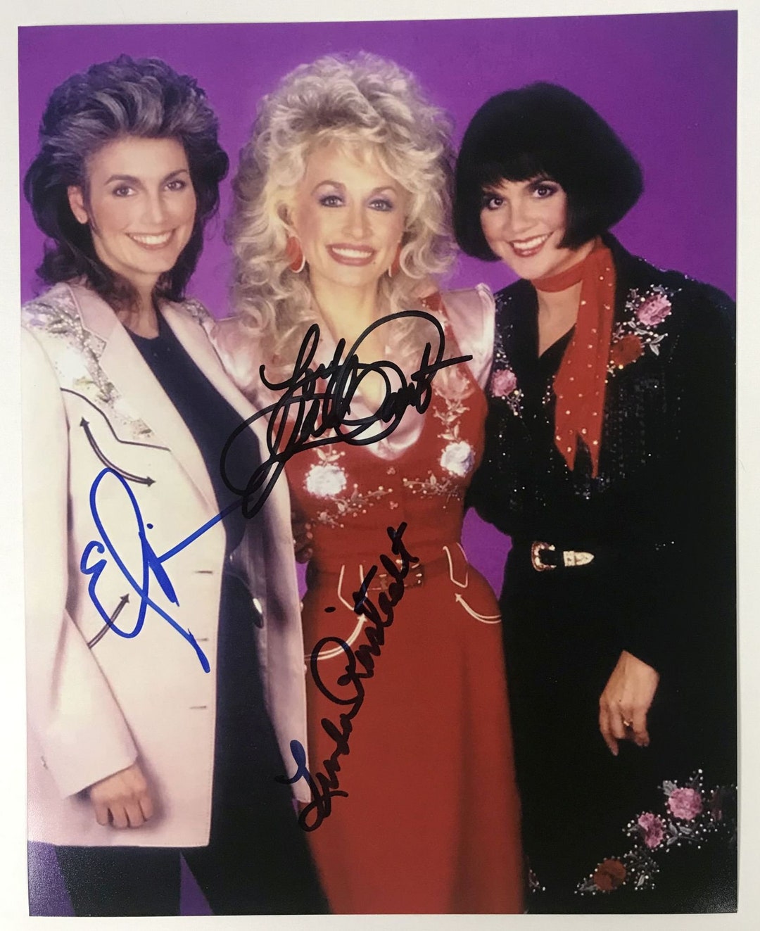 Dolly Parton, Emmylou Harris & Linda Ronstadt Signed Autographed trio ...