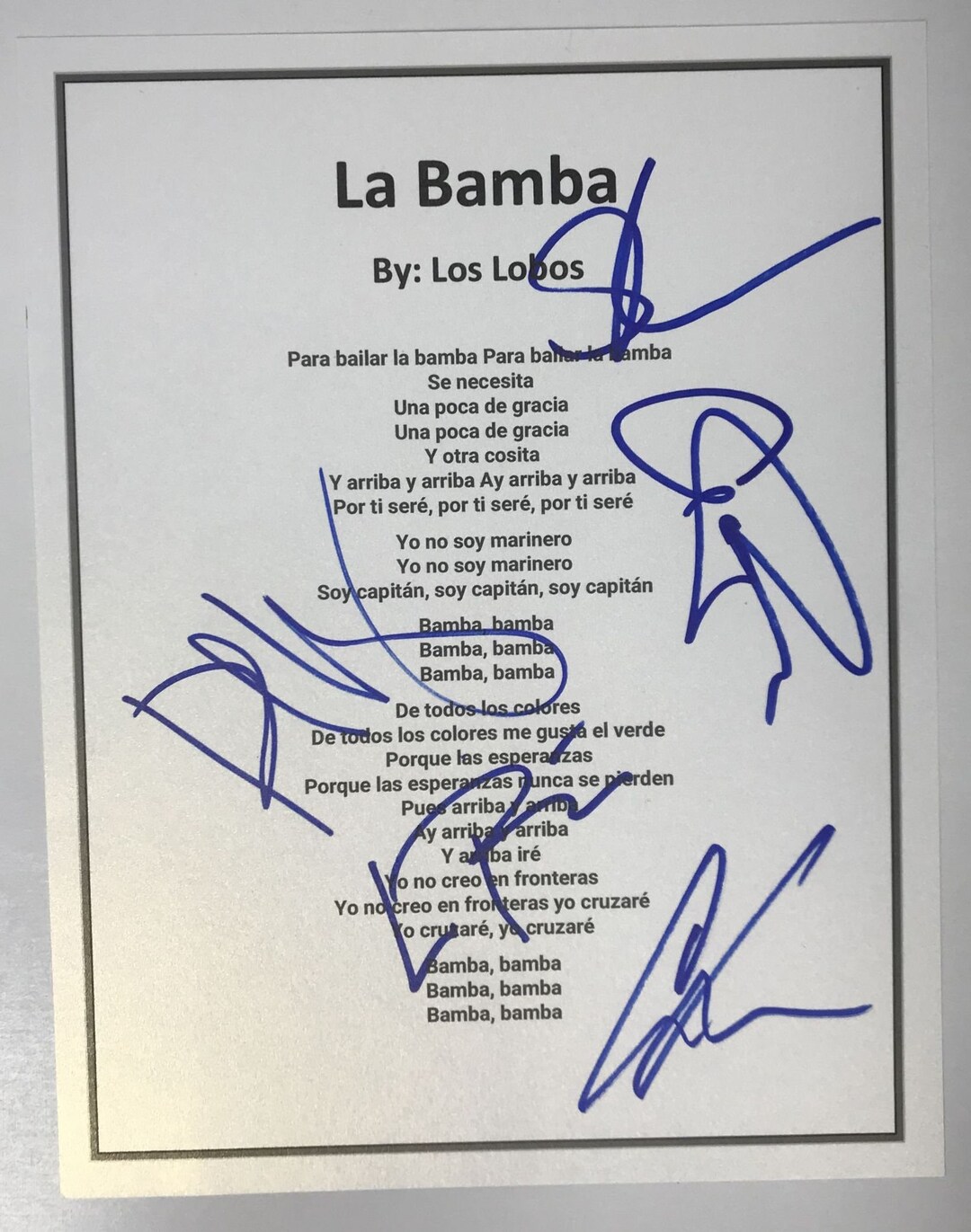 Los Lobos Signed Autographed la Bamba 8x10 Lyric Sheet Lifetime COA - Etsy