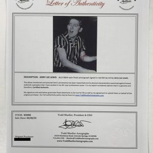 Jerry Lee Lewis (d. 2022) Signed Autographed Glossy 8x10 Photo ...