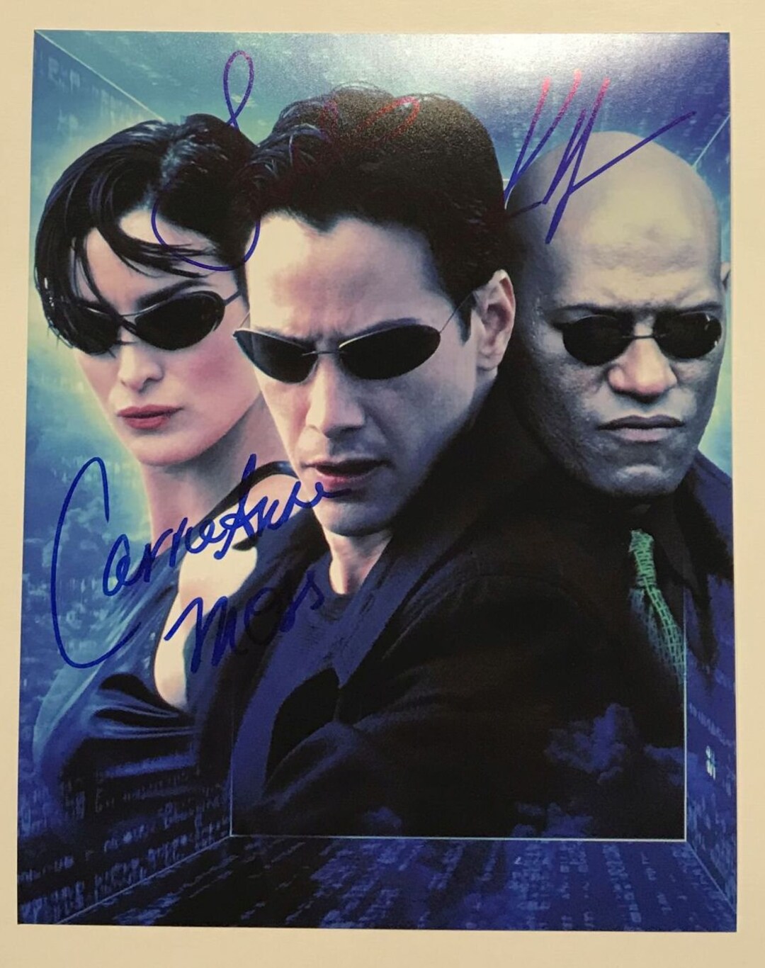 Keanu Reeves, Carrie Ann Moss & Laurence Fishburn Signed Autographed ...
