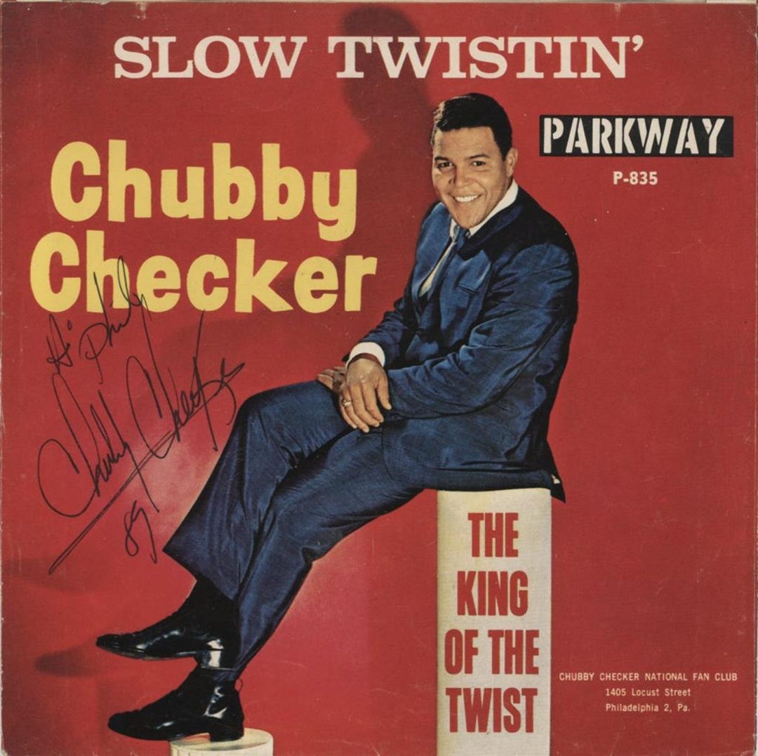 Chubby Checker Signed Autographed Vintage slow Twistin 7x7 Record ...