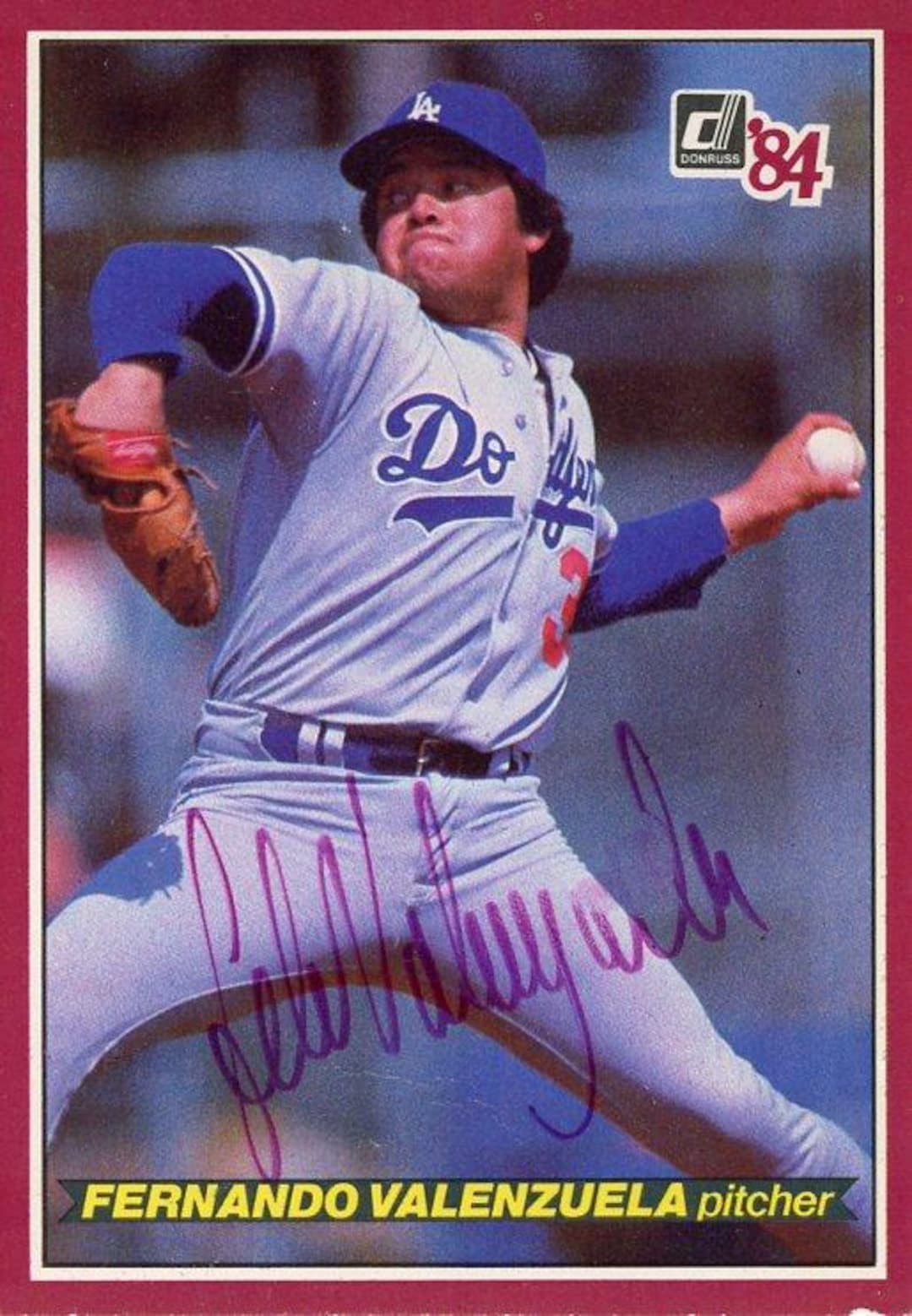 Fernando Valenzuela Signed Autographed 1984 Donruss Champions Jumbo ...