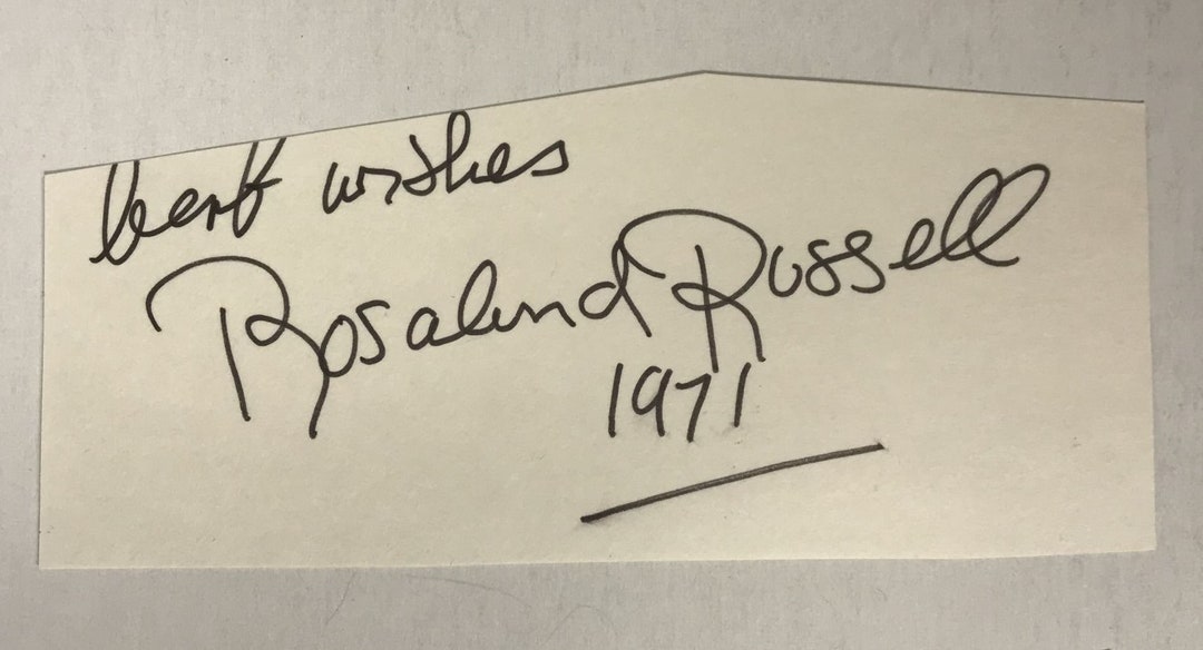 Rosalind Russell (d. 1976) Signed Autographed Vintage 2x5 Signature Cut ...