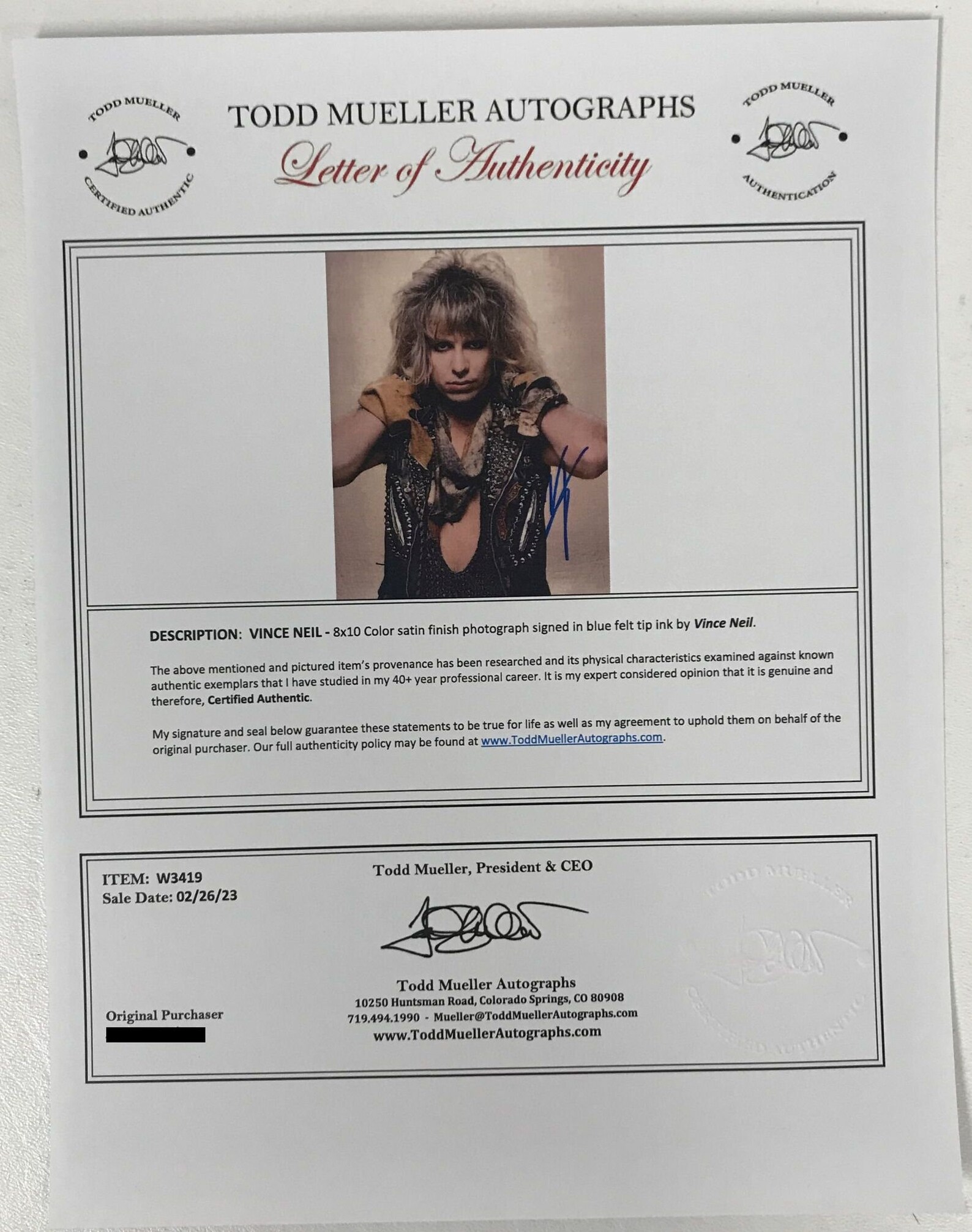 Vince Neil Signed Autographed motley Crue Glossy - Etsy