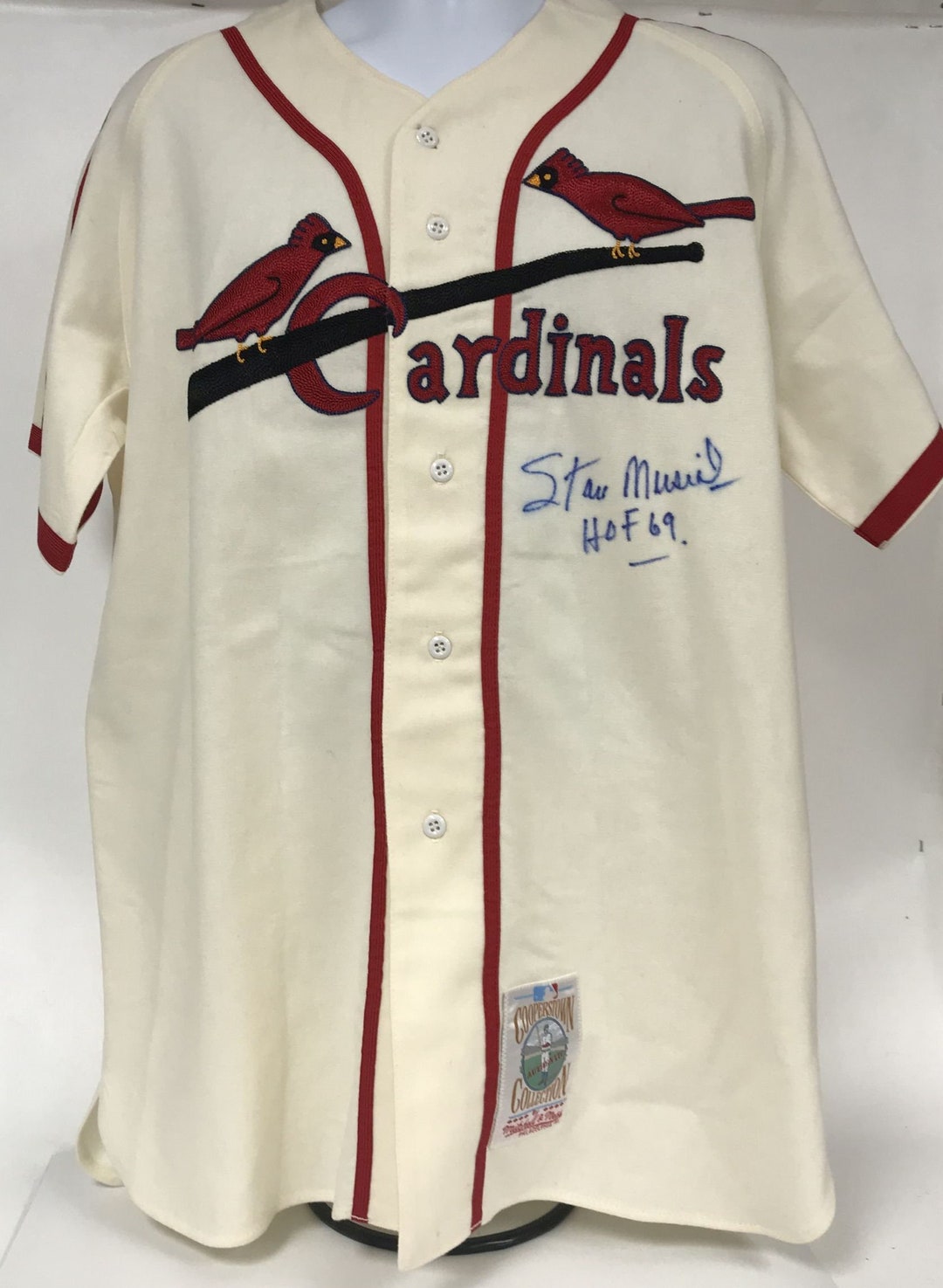 Stan Musial Signed Autographed hof 69 Mitchell & Ness Cooperstown ...