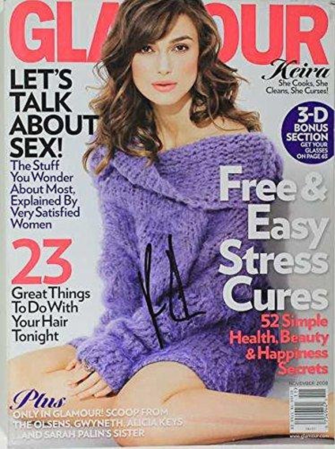 Keira Knightley Signed Autographed Complete glamour Magazine COA ...