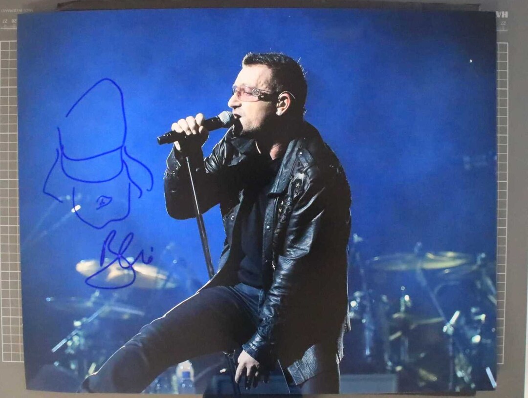 Bono Signed Autographed u2 Glossy 16x20 Photo W/ Sketch COA Matching ...