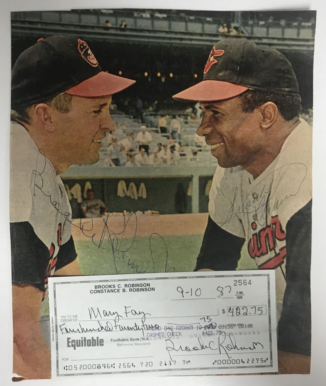 Brooks Robinson & Frank Robinson Signed Autographed Vintage Signature 8 ...