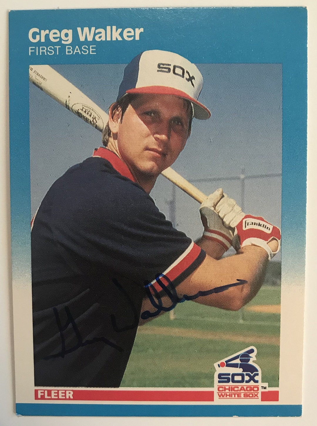 Greg Walker Signed Autographed 1987 Fleer Baseball Card Chicago White ...