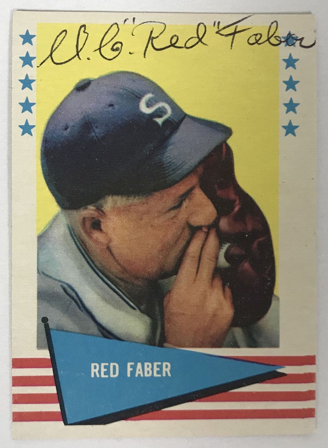 Red Faber (d. 1976) Signed Autographed 1961 Fleer Greats Baseball Card ...