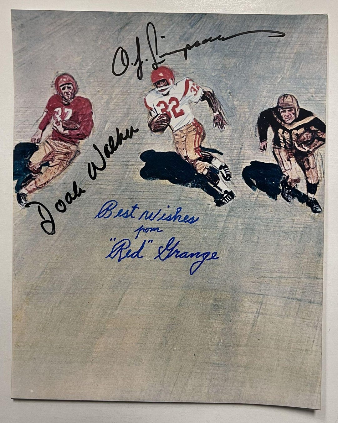 Red Grange, Doak Walker & O.J. Simpson Signed Autographed Glossy 8x10 ...