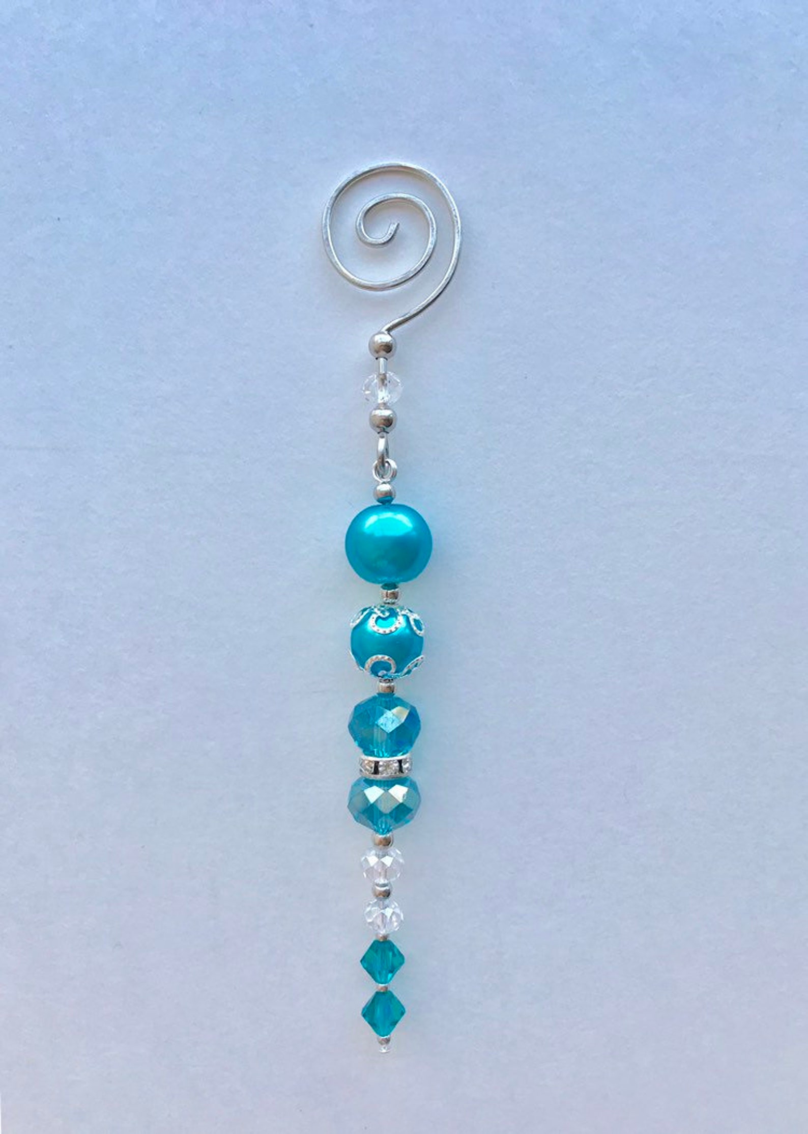 Beaded Icicle Ornament With Baby Blue Beads and Crystals Blue - Etsy