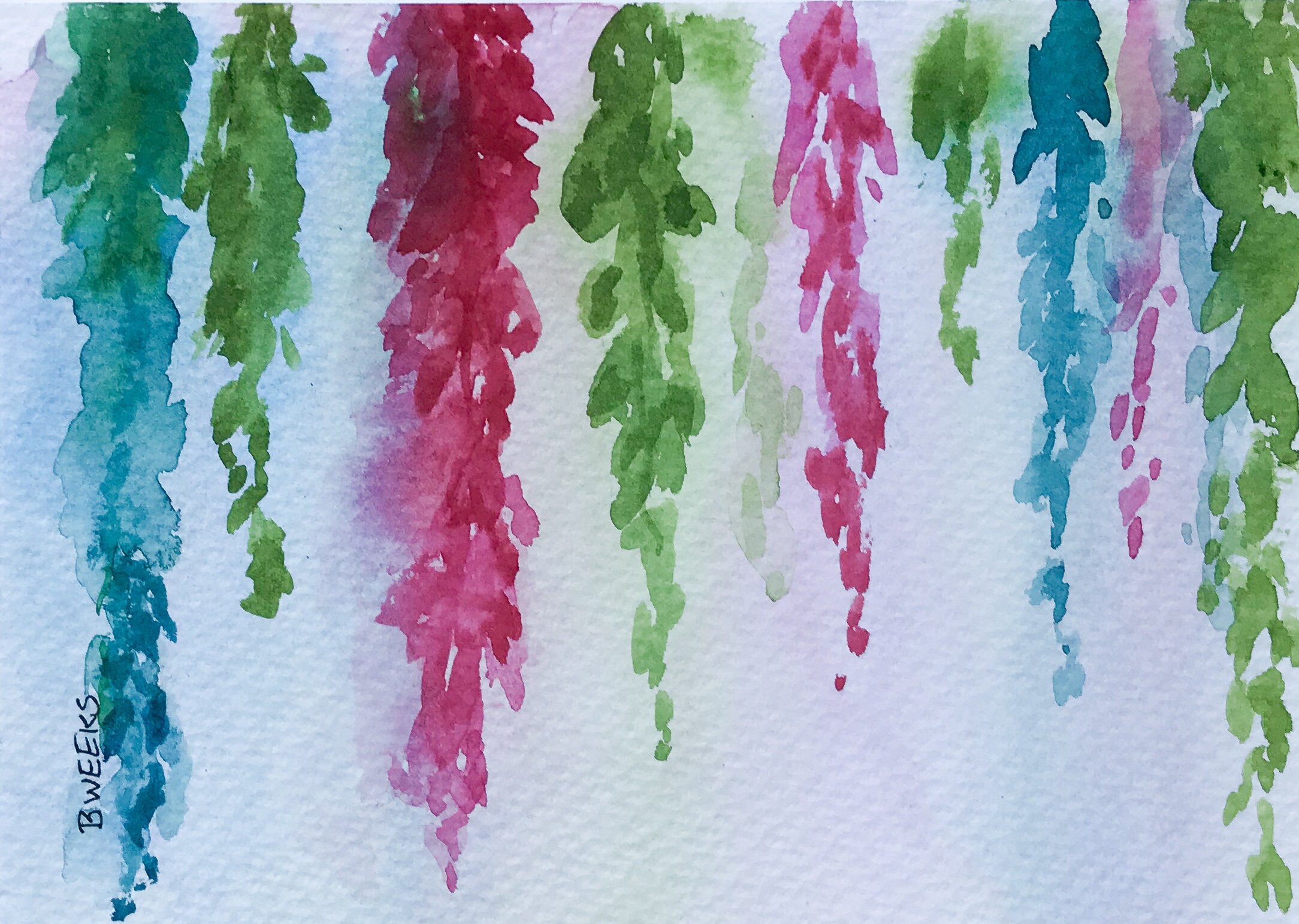 Abstract Colorful Vines Watercolor Painting Original Artwork - Etsy