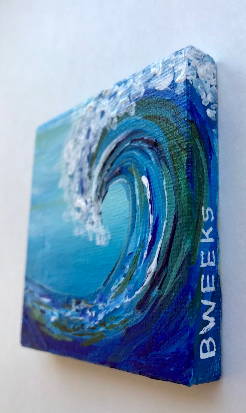 Abstract Ocean Wave Painting Beach Artwork Small Painting on - Etsy