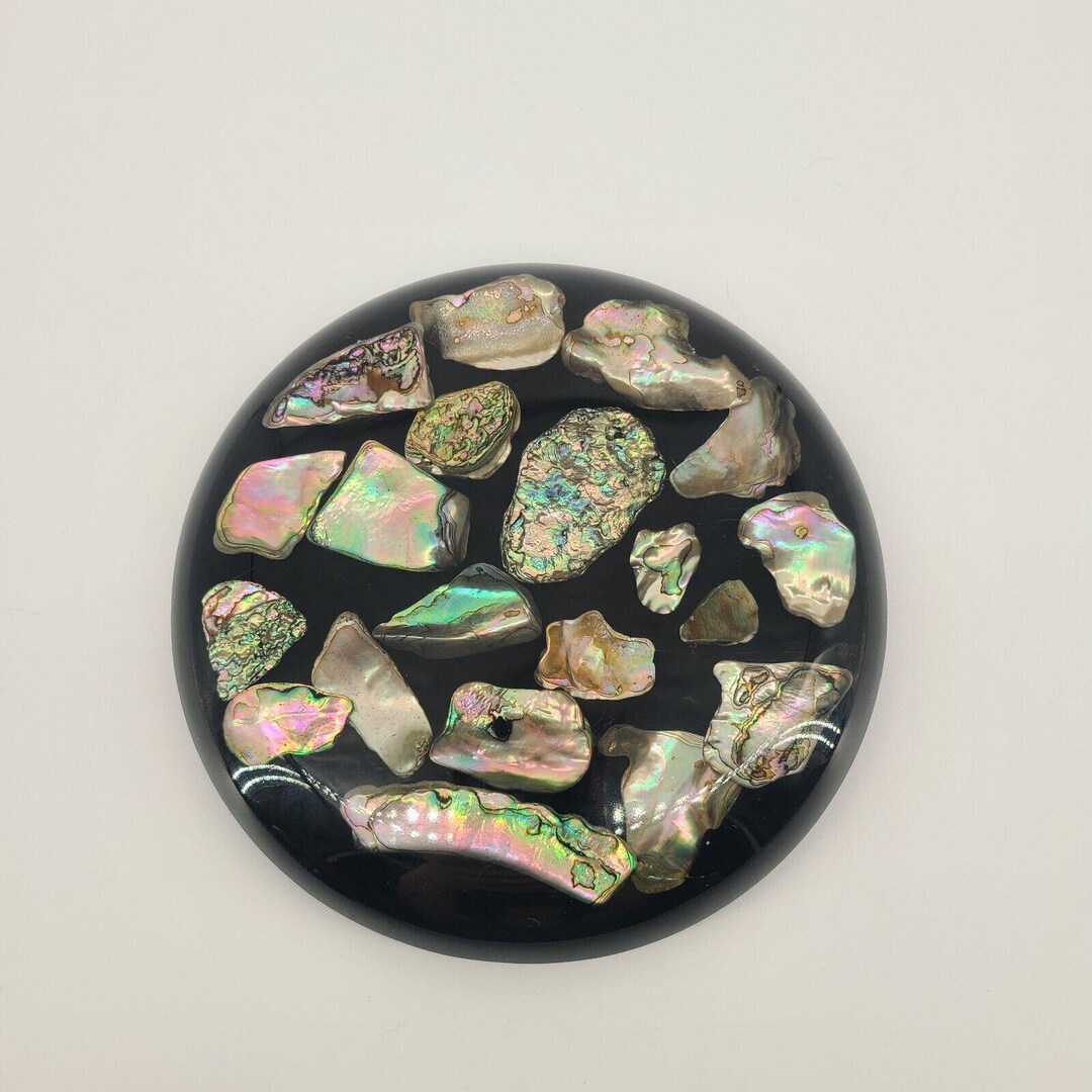 Vintage Abalone Shell Resin Hot Plate Trivet Hand Made in USA - Etsy