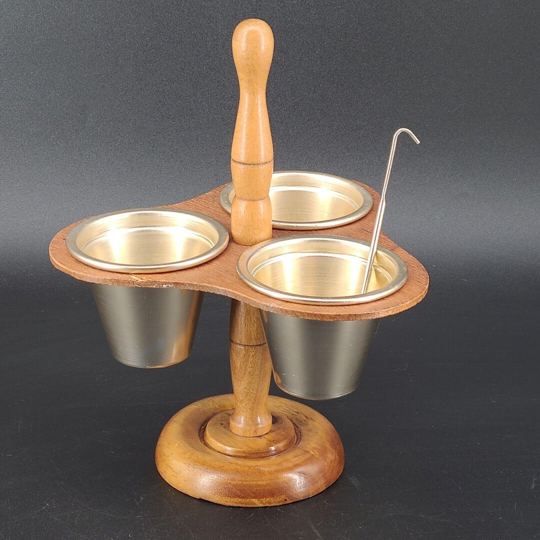Vintage Wood Condiment Server Caddy Three Cups Spoon Made in Japan - Etsy