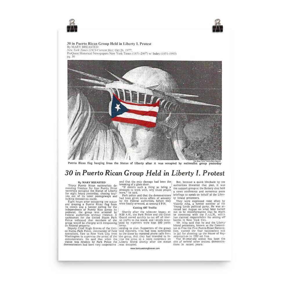 Puerto Rican Flag Statue of Liberty Protest Resiste Newspaper Article ...