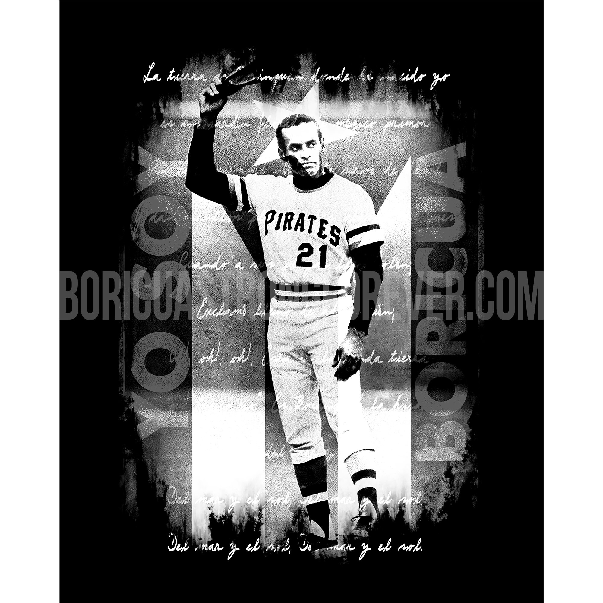 Roberto Clemente Art, Black & White, Yo Soy Boricua, Pittsburgh Pirates ...