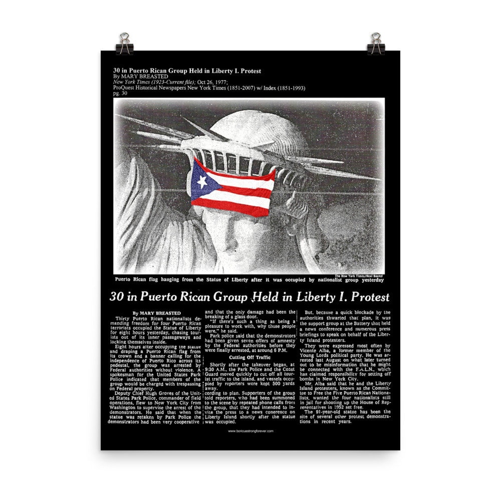 Puerto Rican Flag Statue of Liberty Protest Resiste Newspaper Article ...