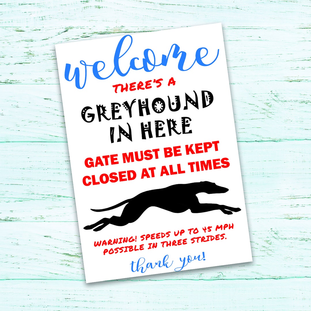 Greyhound Safety Sign Keep Gate Closed - Etsy