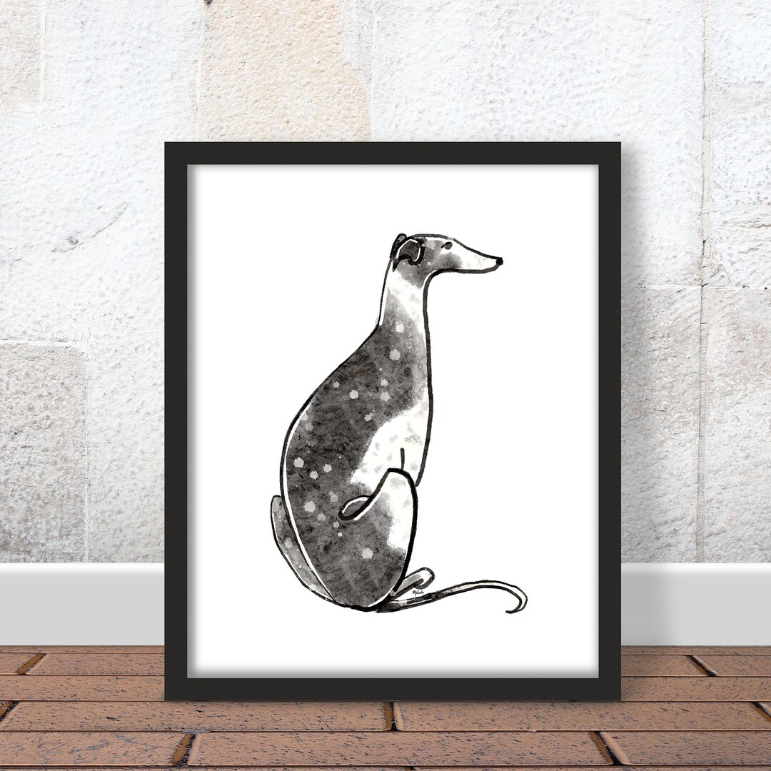 Greyhound Wall Art | Doodle Hound Drawing | Personalized Dog Print ...