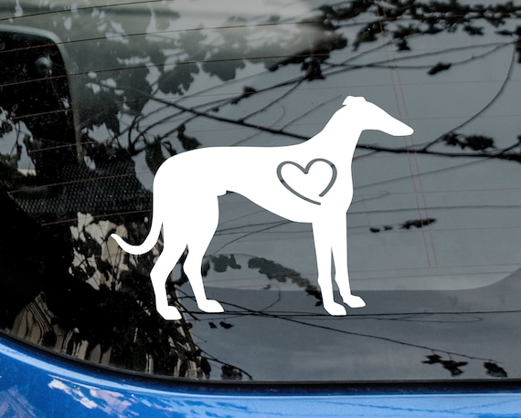 Greyhound with Heart Decal Greyhound Sticker Dog Window | Etsy