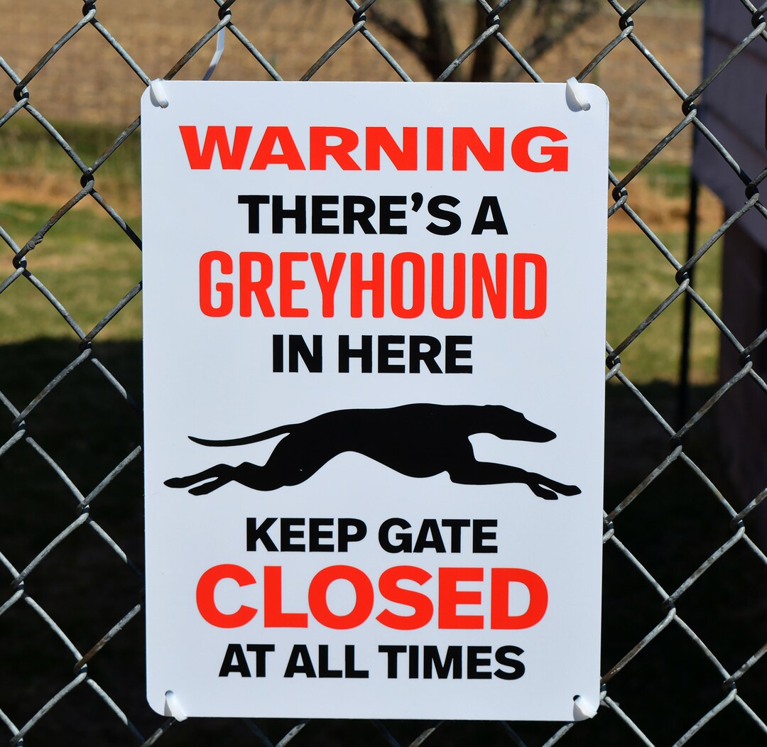 Dog Safety Gate Sign | Greyhound Warning Keep Gate Closed | Dog Owner ...
