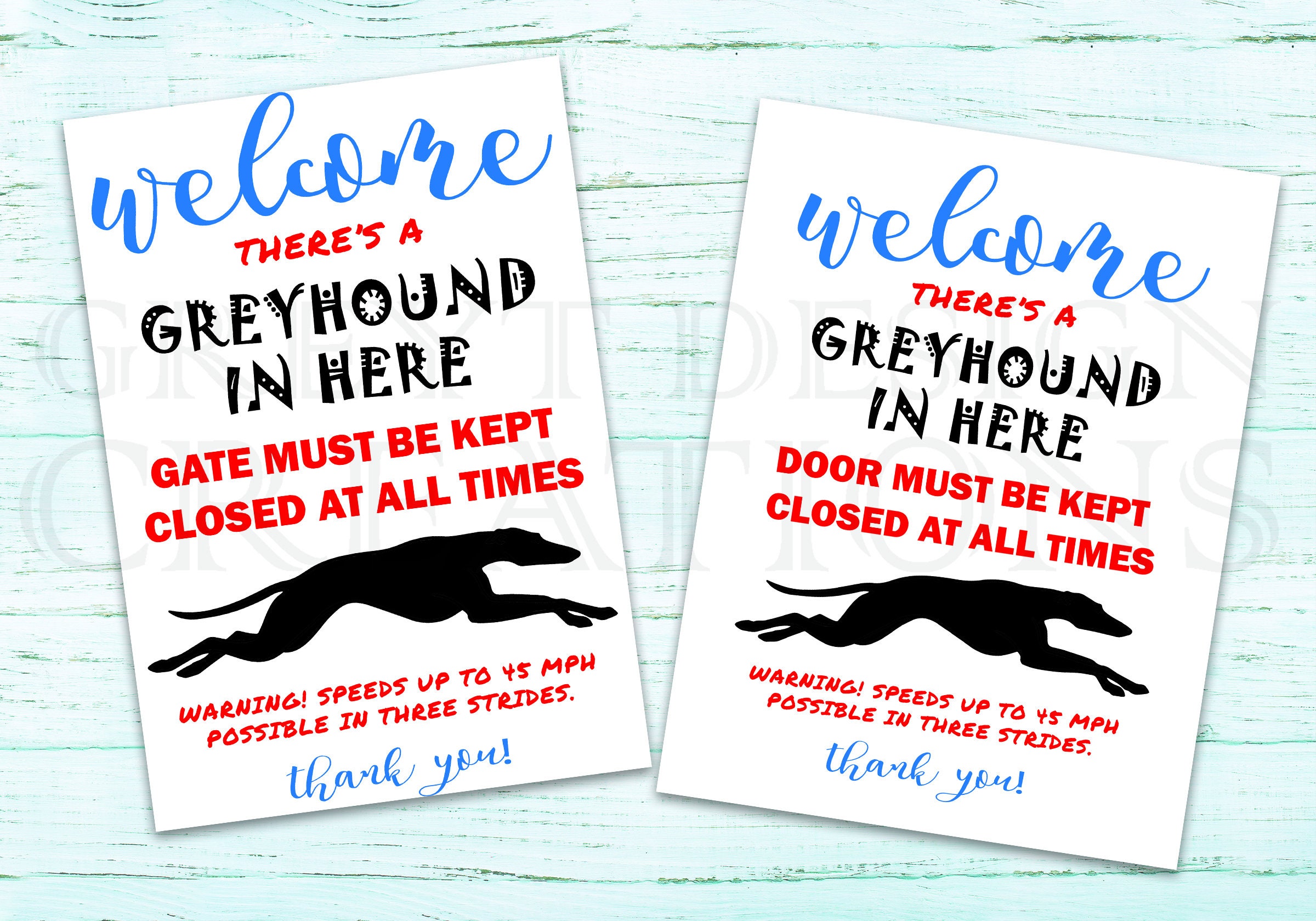 Greyhound Sign Keep Gate Closed - Etsy