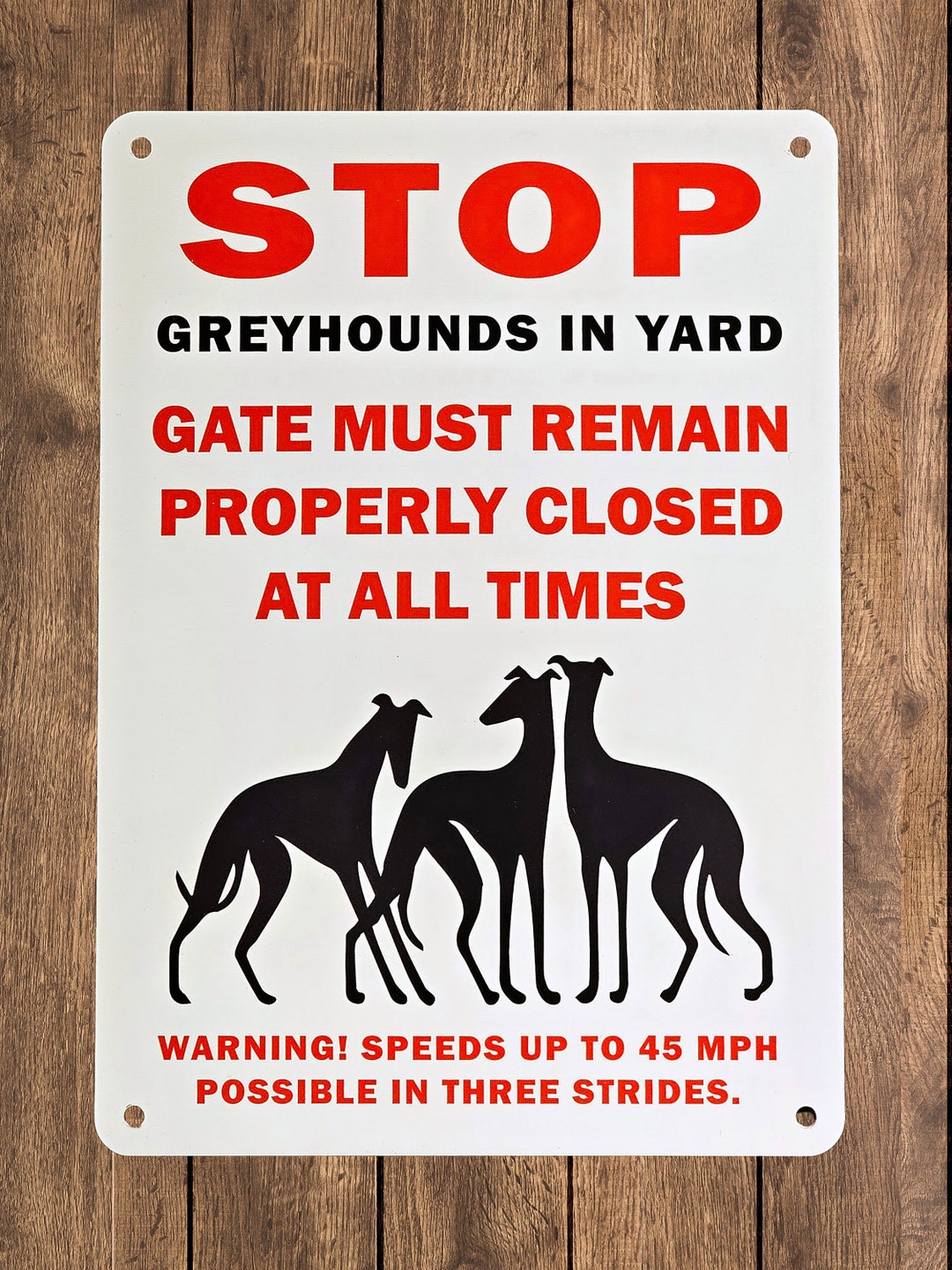 Dog Safety Gate Sign | Greyhound Warning STOP Keep Gate Closed | Dog ...