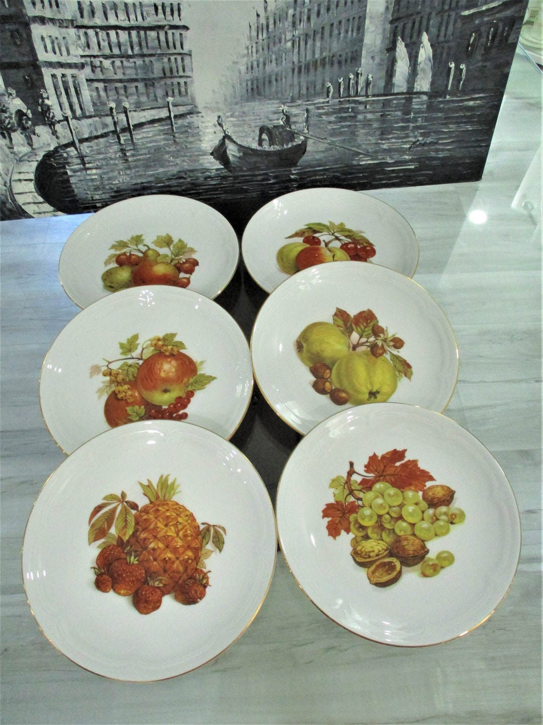 Vintage Set of 6 Kahla Plates. Fruit Motive Plates. Germany. Mint ...