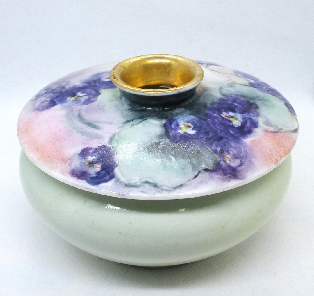 Antique Victorian Hair Receiver, Porcelain Trinket Box, Vanity Décor ...