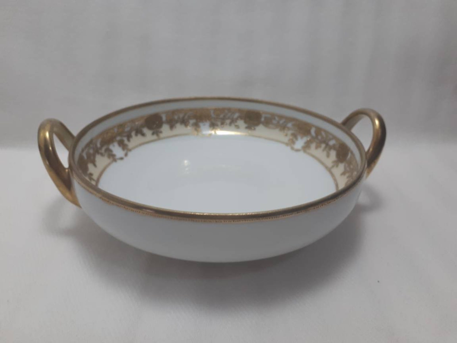 Hand Painted Nippon Two Handled Bowl With Gold Trim Finger - Etsy