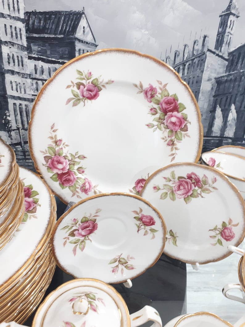Vintage Collingwood Dinnerware Set with the Roses pattern. | Etsy